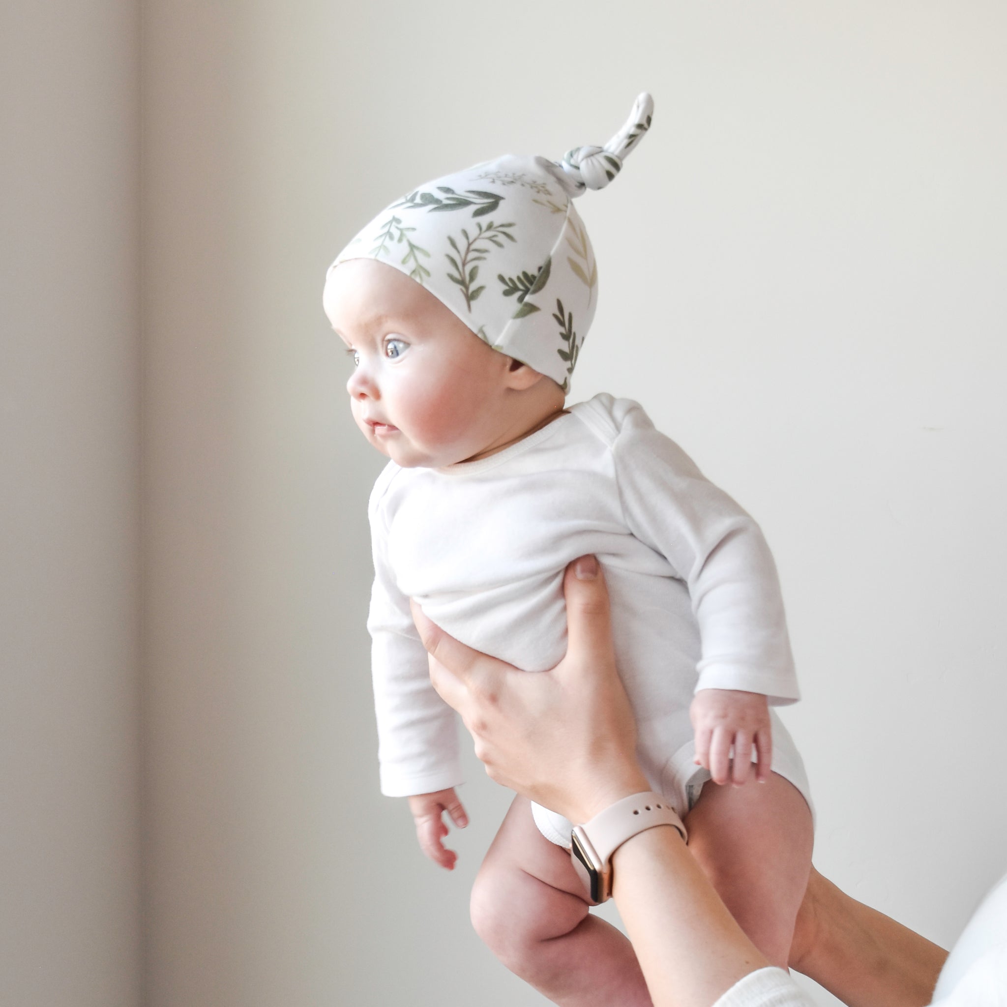 Extra Soft Top Knot Hat: Graceful Greenery – Village Baby